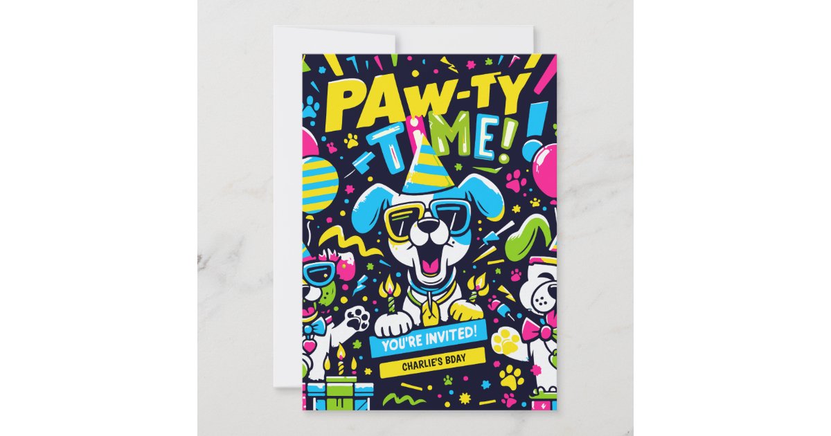 Paw-Ty Time Invitation | Zazzle