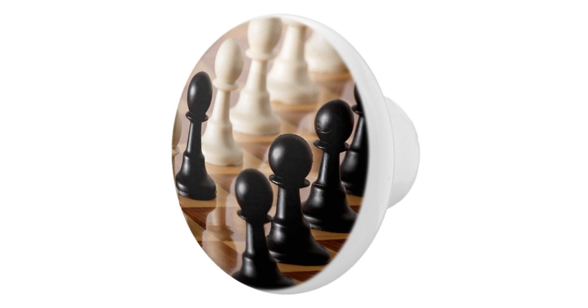 Pawns on Chess Board Ceramic Knob | Zazzle