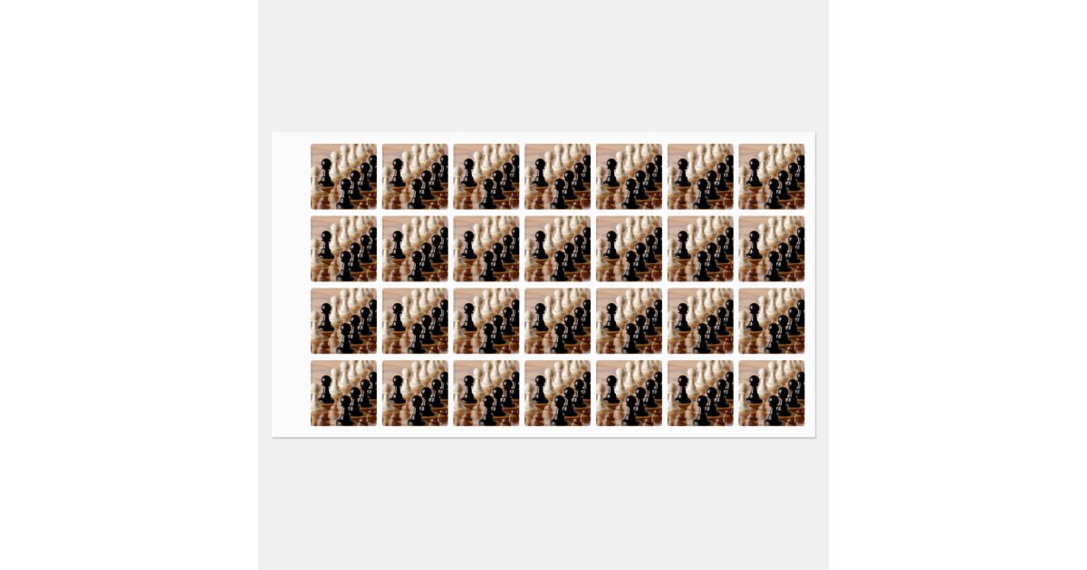 Pawns on Chess Board Labels | Zazzle