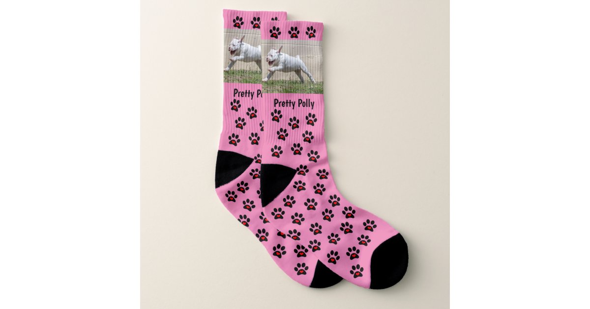 Pawprint Custom Dog Photo Socks - Add Picture | Zazzle.com