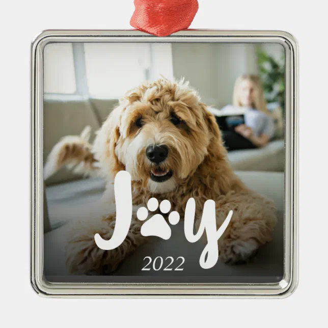 Paws & Joy Photo Pet Christmas Metal Ornament | Zazzle