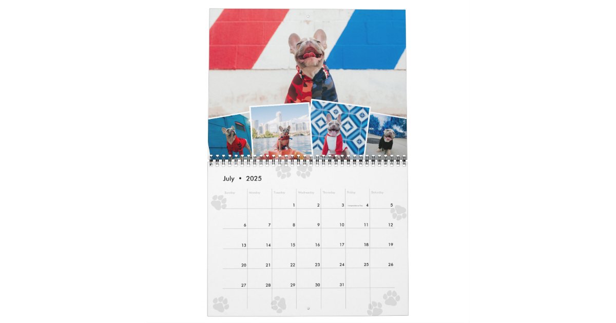 Paws Monthly Photo Collage Pet Photos Calendar | Zazzle