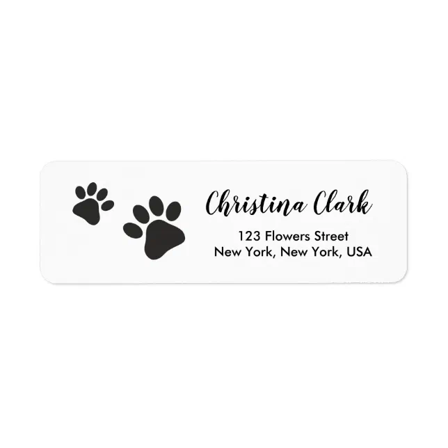 Paws Pattern Dog Cat Personalized Custom Address Label | Zazzle