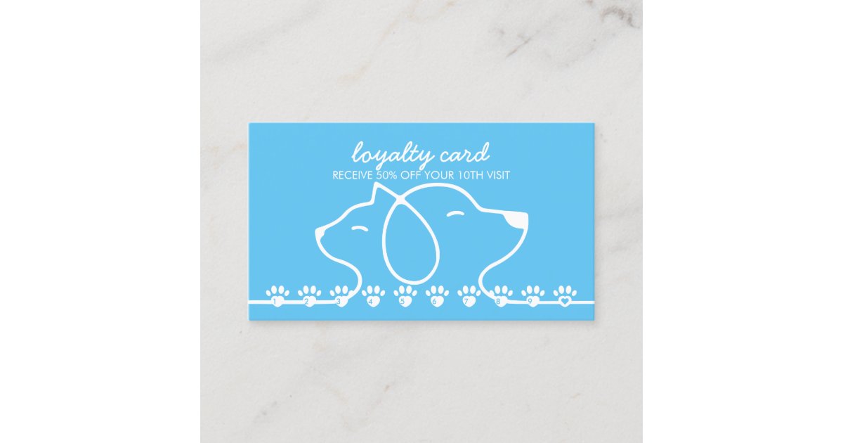 Paws punch Discount Loyalty Blue Cat Dog Business Card | Zazzle