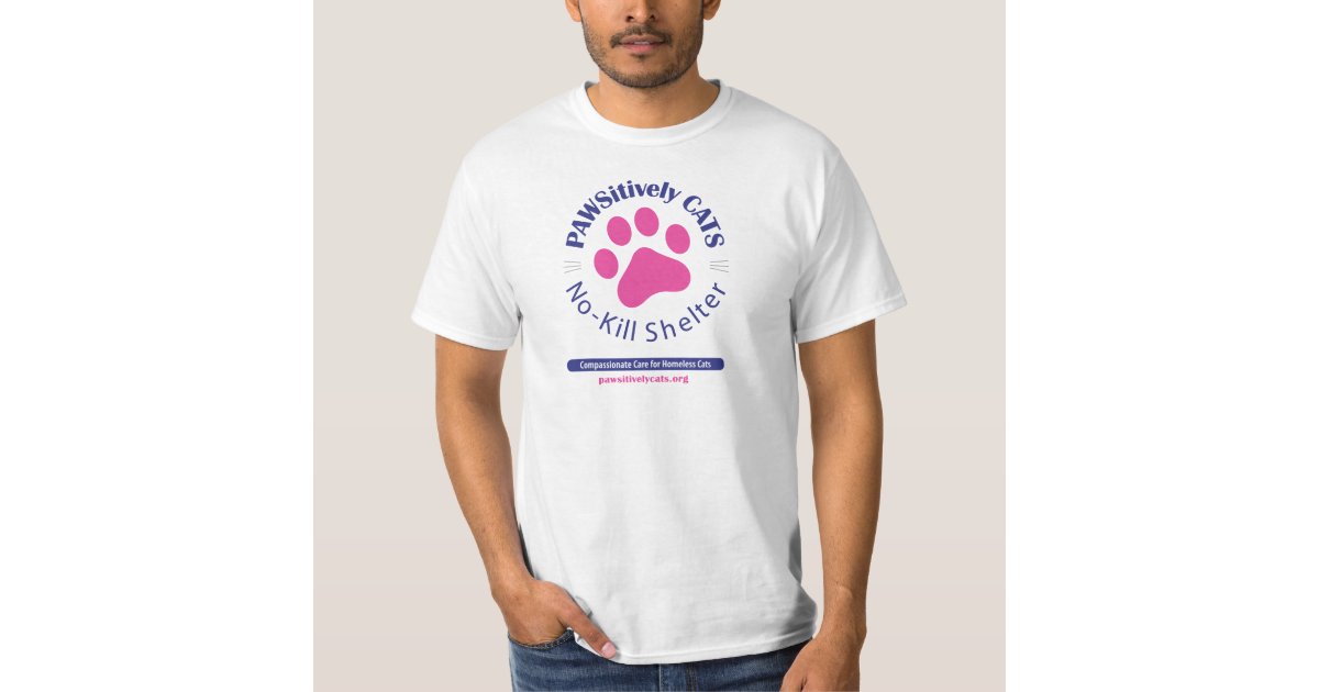 PAWSitively CATS Logo T-Shirt w/back message | Zazzle
