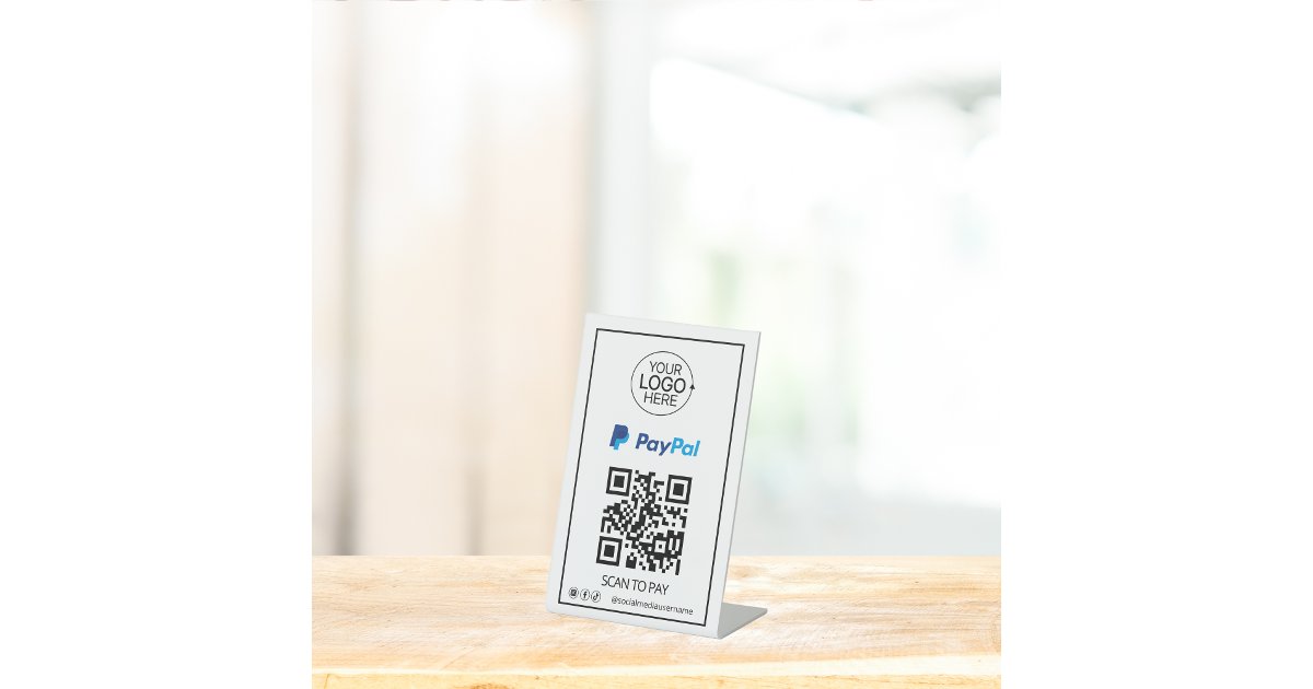 PayPal QR Code Payment Add Logo Social Media Pedestal Sign | Zazzle