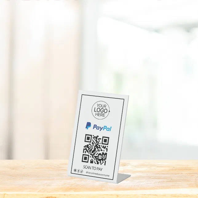 PayPal QR Code Payment Add Logo Social Media Pedestal Sign | Zazzle