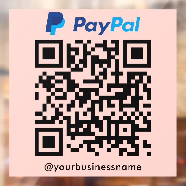 Paypal QR Code Payment Scan to Pay Blush Pink Window Cling | Zazzle