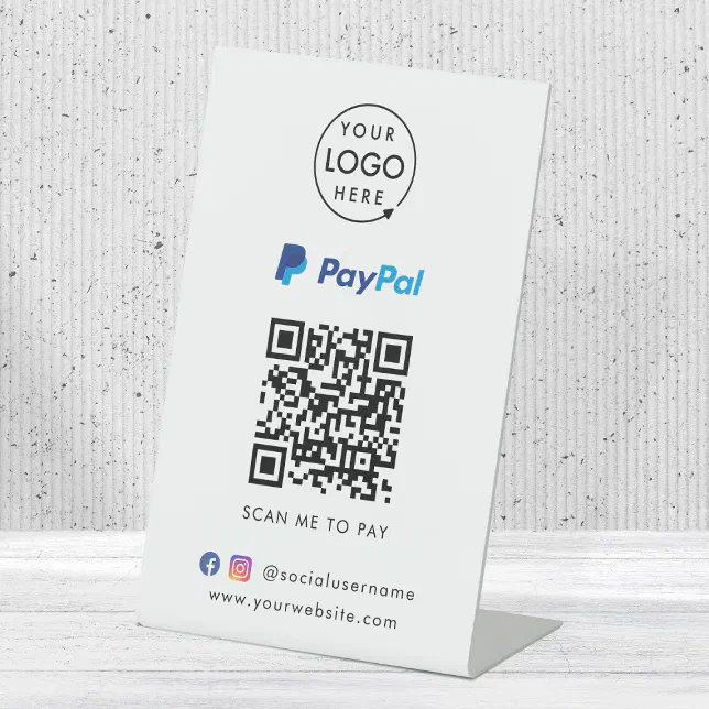 Paypal QR Code Payment | Scan to Pay Business Logo Pedestal Sign | Zazzle