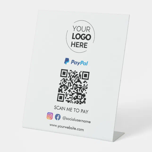 Paypal QR Code Payment | Scan to Pay Business Logo Pedestal Sign | Zazzle