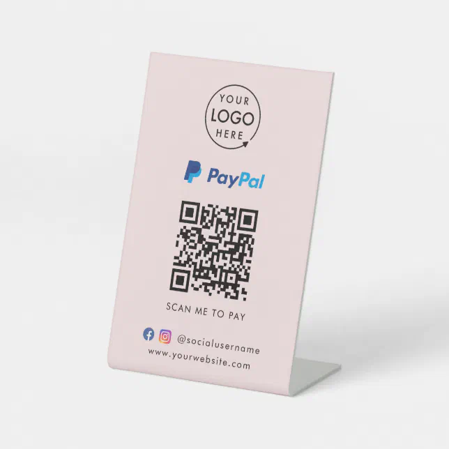 Paypal QR Code Payment | Scan to Pay Business Pink Pedestal Sign | Zazzle