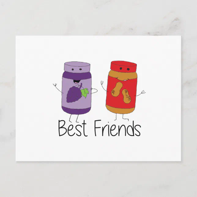 PB and J Best Friends Pb and J BFF Drawing Postcard | Zazzle