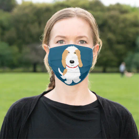 PBGV Cartoon Dog Cute Dog Lover's Adult Cloth Face Mask | Zazzle