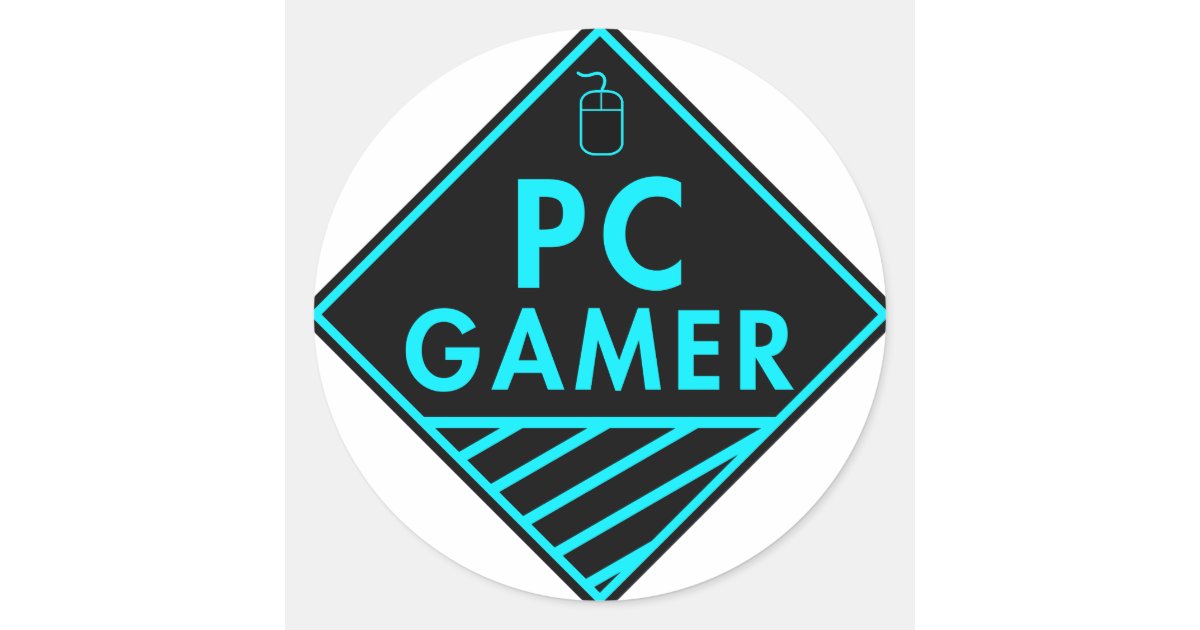 pc gaming (blue) classic round sticker | Zazzle