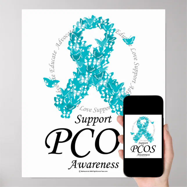 PCOS Ribbon Of Butterflies Poster | Zazzle