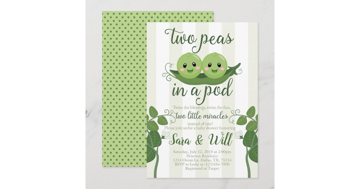 Pea Pod Baby Shower Invitation Invite | Zazzle