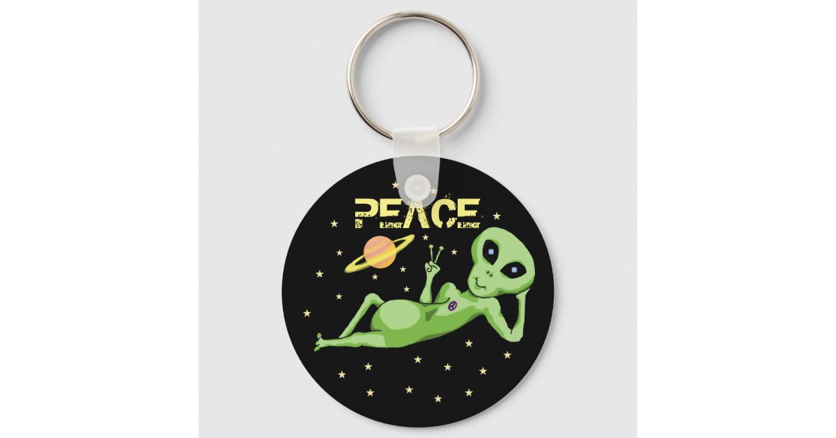 Peace Alien Key Chain | Zazzle