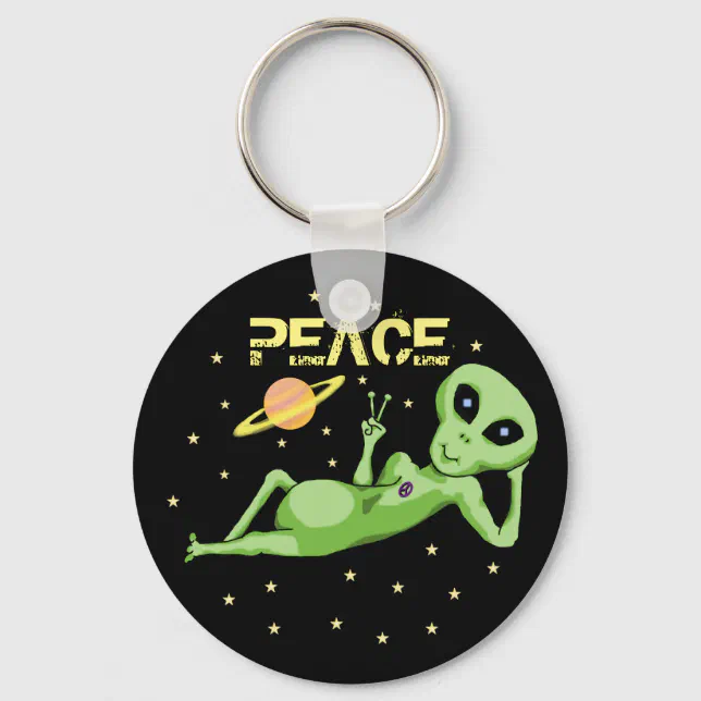 Peace Alien Key Chain | Zazzle