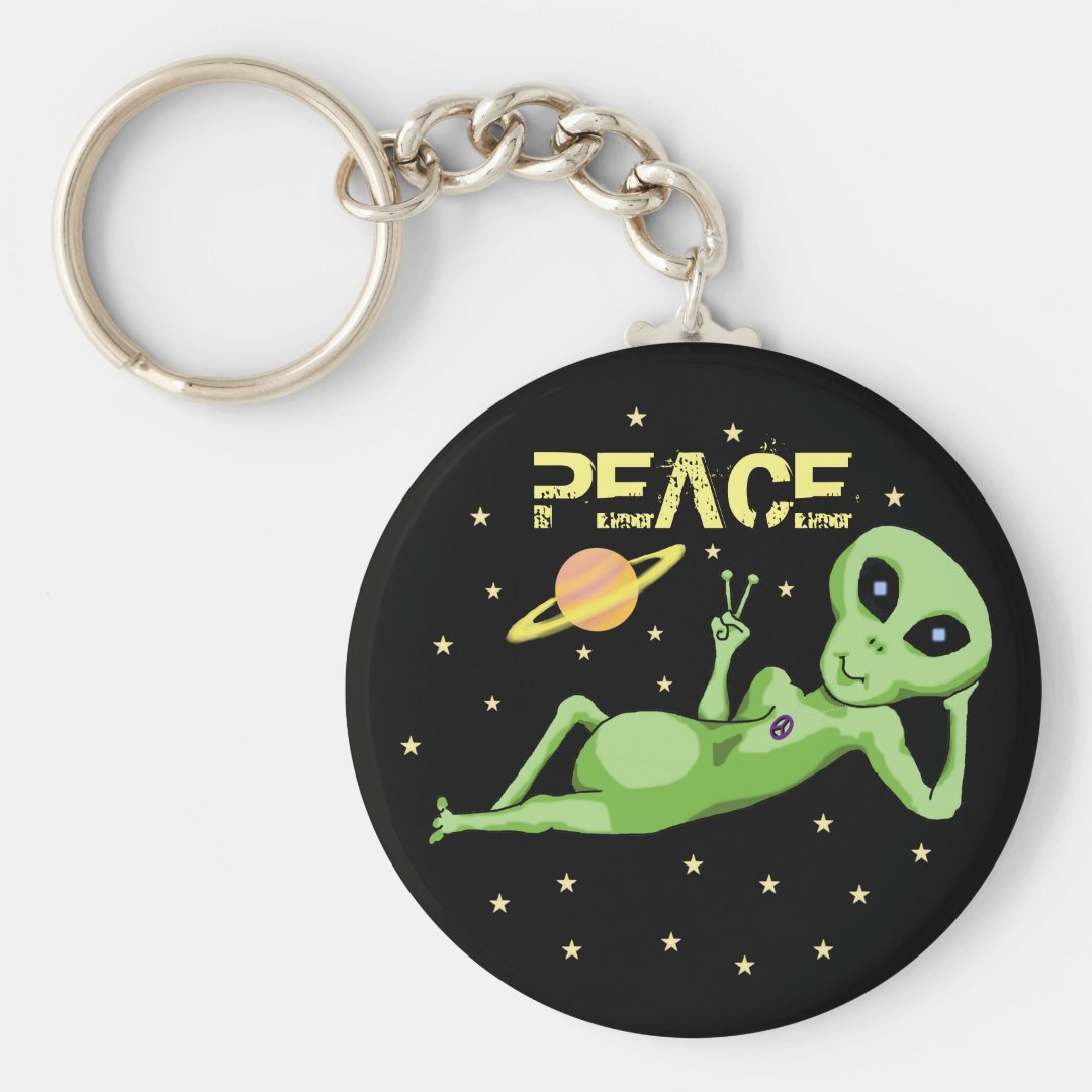 Peace Alien Key Chain | Zazzle
