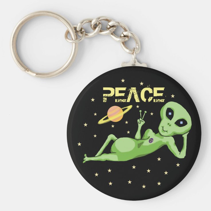 Peace Alien Key Chain | Zazzle