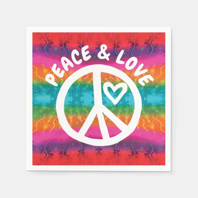 Peace and Love Tie Dye Stripes Napkins | Zazzle