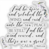 Peace Be Still Bible Verse Sticker | Zazzle
