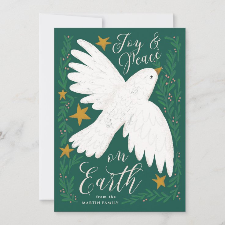 Peace Dove Illustrated Christmas Card | Zazzle
