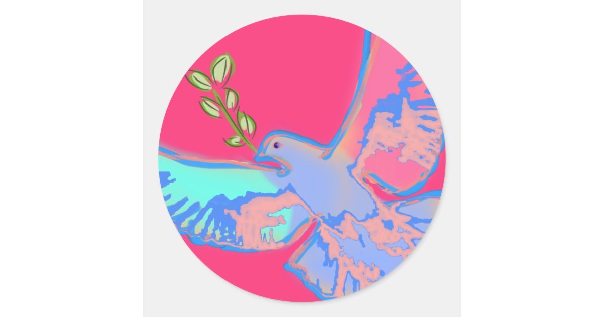 Peace dove Pop art in hot pink Classic Round Sticker | Zazzle