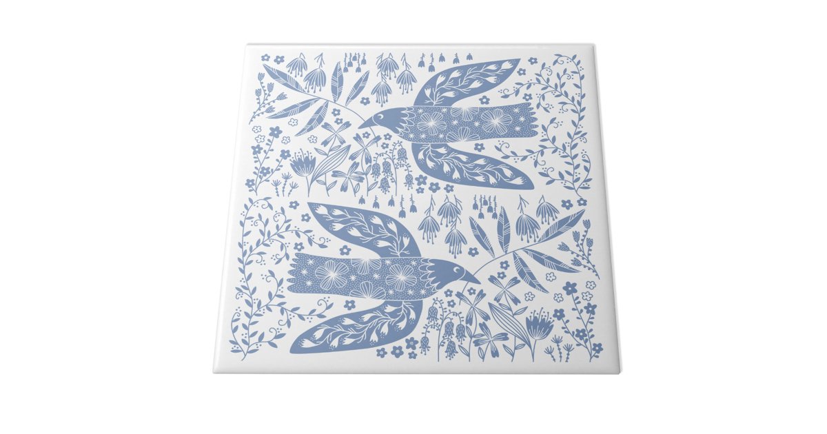 Peace Doves Blue and White Ceramic Tile | Zazzle
