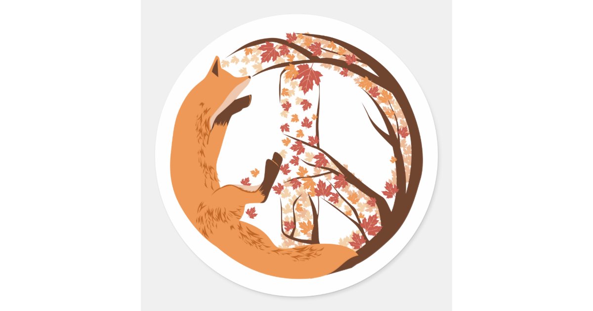 Peace Fox Classic Round Sticker | Zazzle