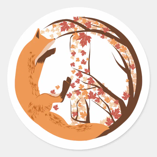 Peace Fox Classic Round Sticker | Zazzle