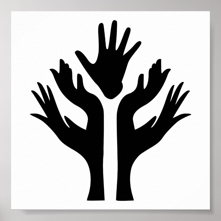 PEACE HANDS UNITY MOTIVATIONAL ICON LOGO SYMBOL POSTER | Zazzle