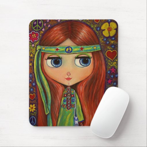 Peace Hippie Doll Mouse Pad | Zazzle