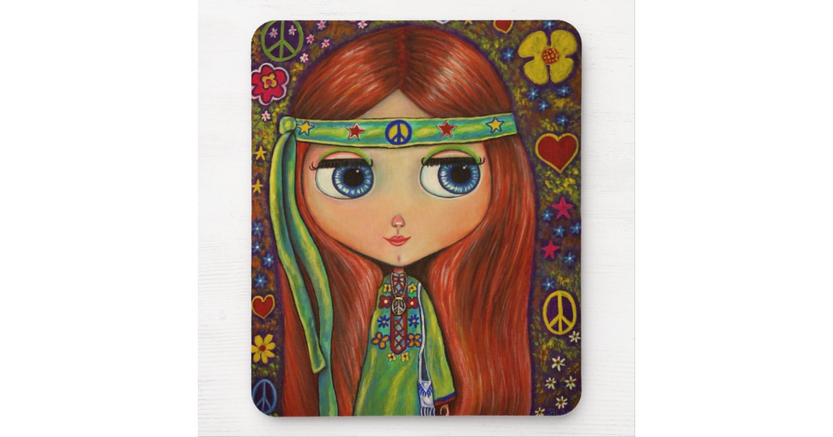 Peace Hippie Doll Mouse Pad | Zazzle