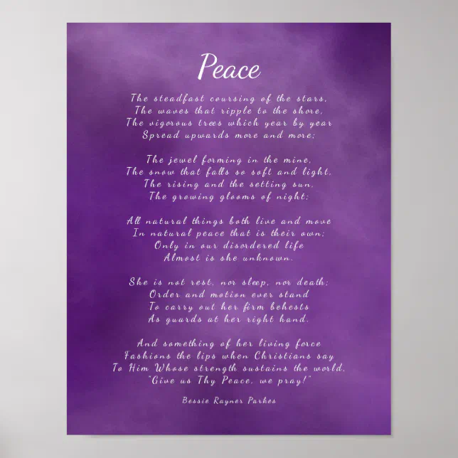 Peace, Inspirational Nature Poem Poster | Zazzle