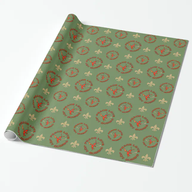 Peace Joy Gumbo Cajun Christmas Wrapping Paper | Zazzle