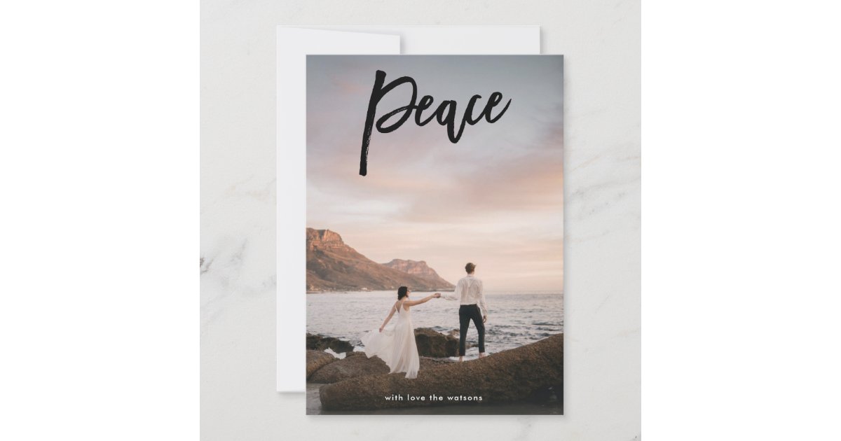 Peace Lettering Christmas Religious Photo Card | Zazzle