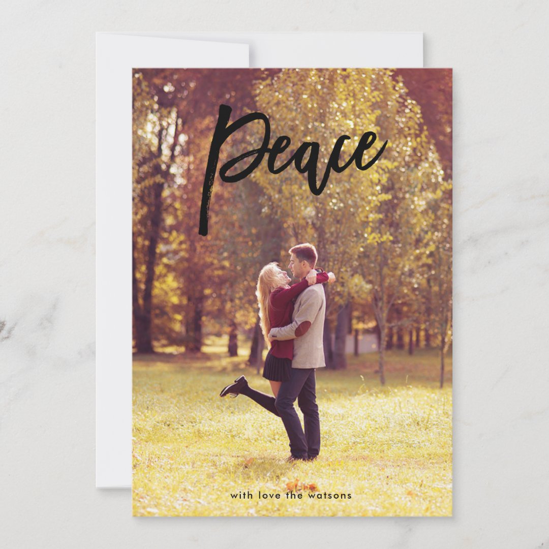 Peace Lettering Christmas Religious Photo Card | Zazzle