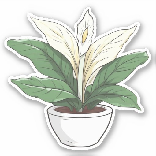 Peace lily plant illustration sticker | Zazzle