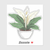 Peace lily plant illustration sticker | Zazzle