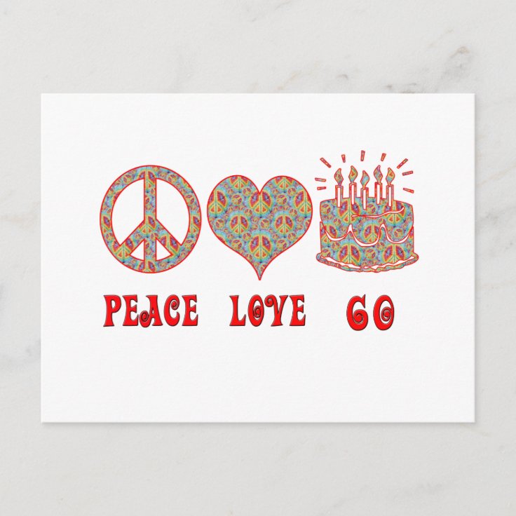 Peace Love 60 Postcard | Zazzle