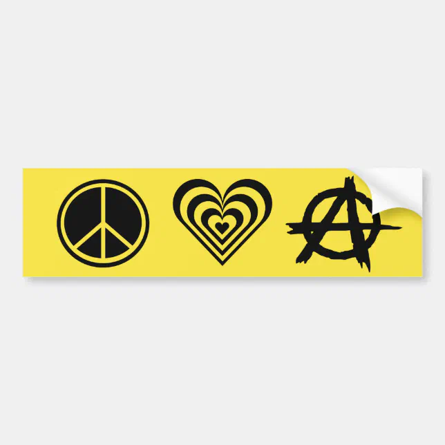 Peace Love and Anarchy Bumper Sticker | Zazzle