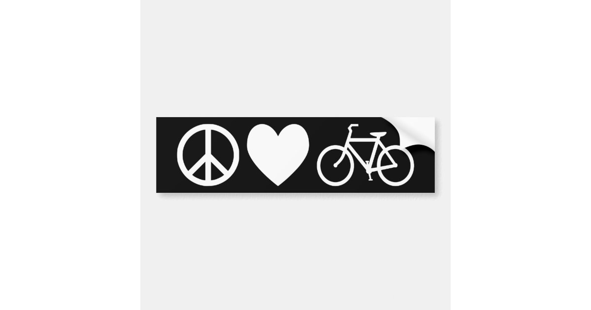 Peace Love and Bicycles Bumper Sticker | Zazzle