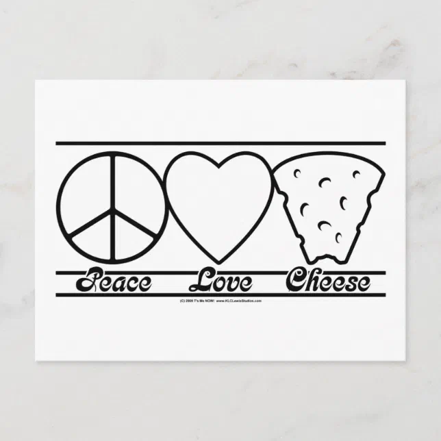 Peace Love and Cheese Postcard | Zazzle