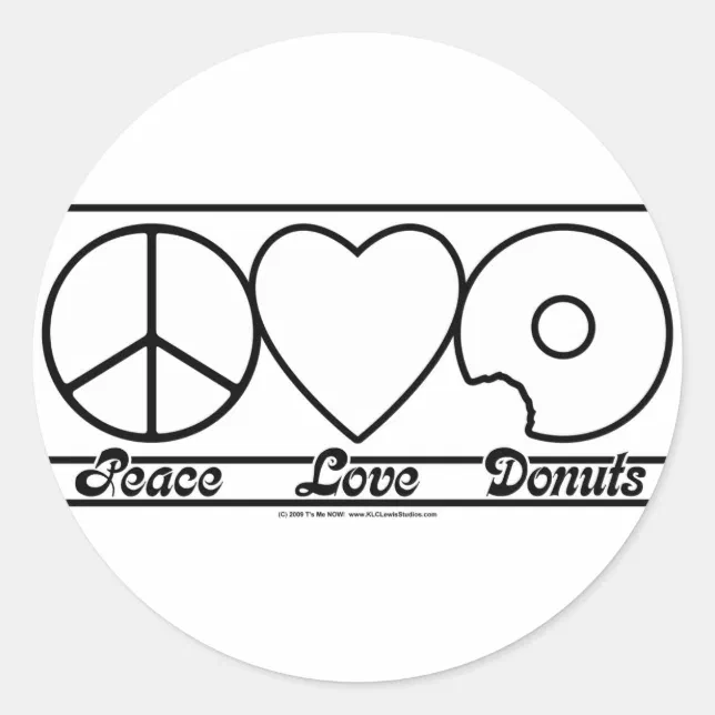 Peace Love and Donuts Classic Round Sticker | Zazzle