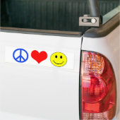 Peace, Love and Happiness bumper sticker | Zazzle
