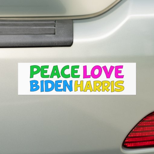 Peace Love Biden Harris 2024 Election Bumper Sticker | Zazzle