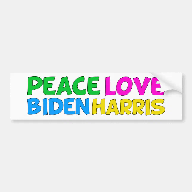 Peace Love Biden Harris 2024 Election Bumper Sticker | Zazzle