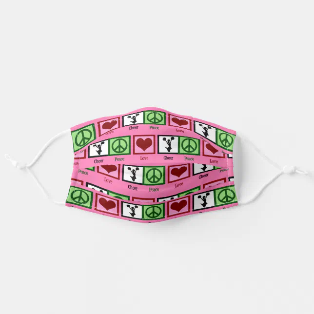 Peace Love Cheer Cute Cheerleader Adult Cloth Face Mask | Zazzle