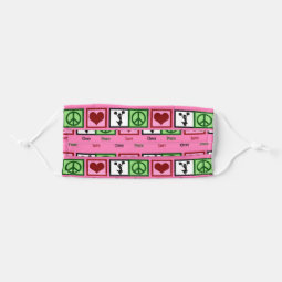 Peace Love Cheer Cute Cheerleader Adult Cloth Face Mask | Zazzle